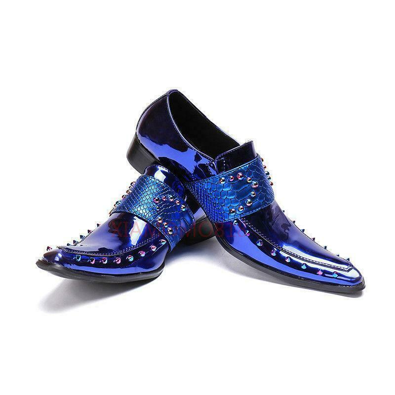 Men Rivet Buckle Strap Leather Party Slip On Business Wedding Shoes ...