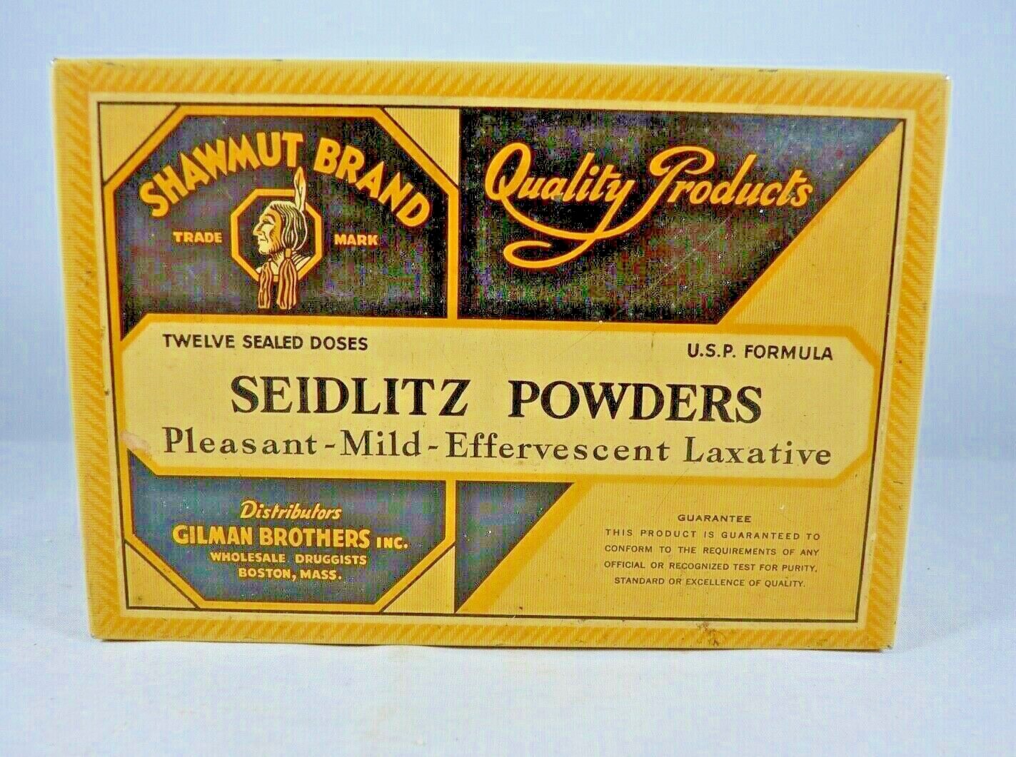 Vintage Shawmut Brand "SEIDLITZ POWDER" Sealed Doses Laxative Tin, VGC ...