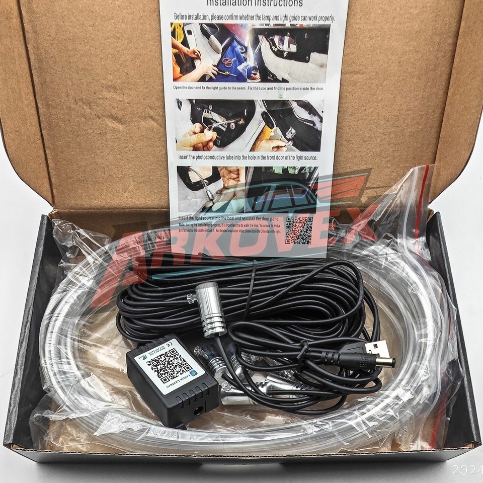 8M LED Neon Light Trim Glow Optic Strip Fiber Car Interior Ambient ...