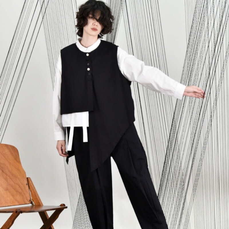 Japanese women Street style irregular sleeveless coat vest Top Casual ...