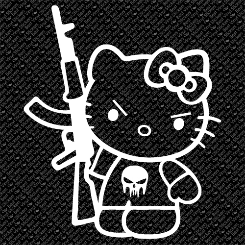ANGRY KITTY WITH MACHINE GUN CAR WINDOW LAPTOP VINYL DECAL STICKER (HK ...