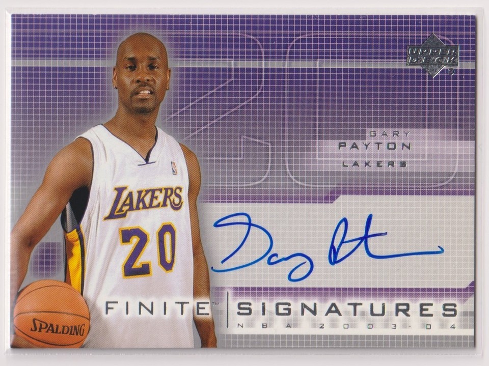NBA GARY PAYTON AUTO 2003 04 UPPER DECK FINITE SIGNATURE ON CARD ...