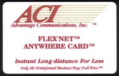 Advantage Communications Inc FlexNet Anywhere Card (Typed #'s) USED Phone Card | eBay