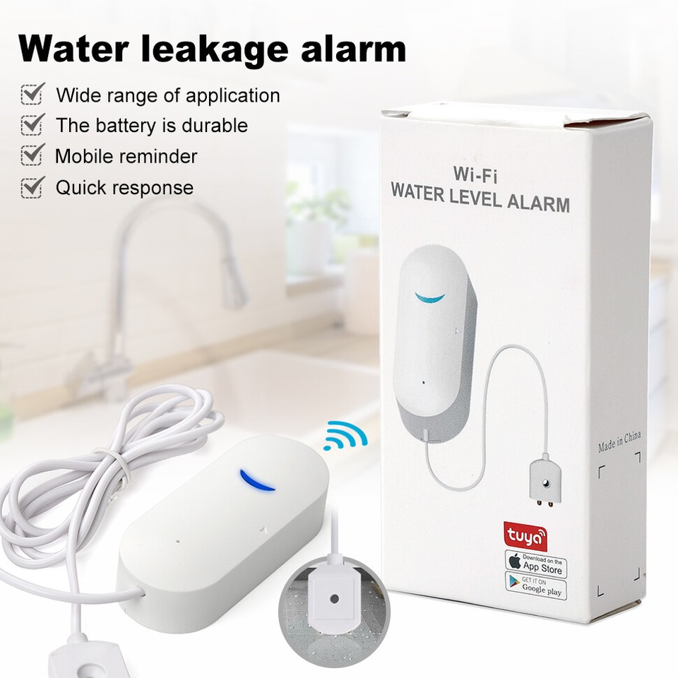 1-4Pack Smart Water Leak Sensor Detector APP Alarm WiFi Home Water Leak ...