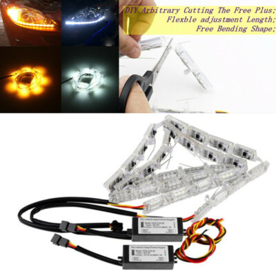 Car LED Strip DRL Sequential Flow Headlight Switchback Runners ...
