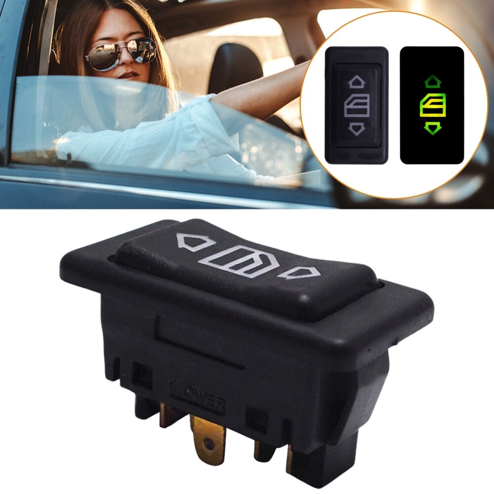 6-Pin Car/Truck Power Windows Switch Universal UP/DOWN Lighted Green ...