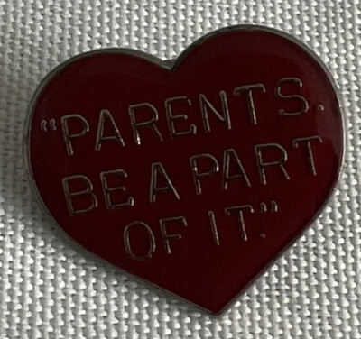 Vintage “Parents Be A Part Of It” Enamel Red Heart Pin | eBay