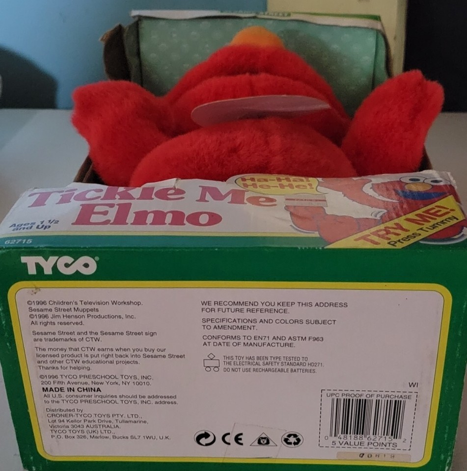 Vintage 1996 Tyco TICKLE ME ELMO Red Plush Sesame Street Toy | eBay