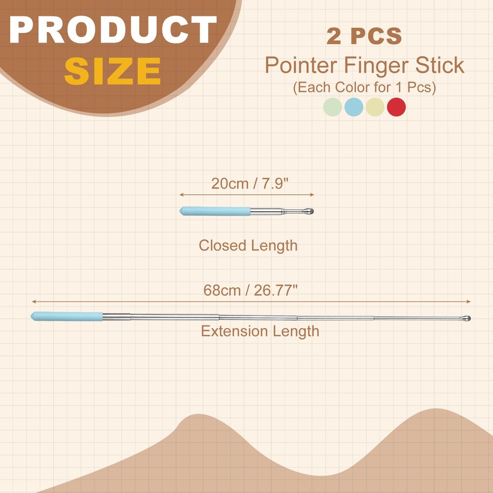 4 PCS Pointer Finger Stick, Retractable Teacher Pointer, Red/Blue/Green ...