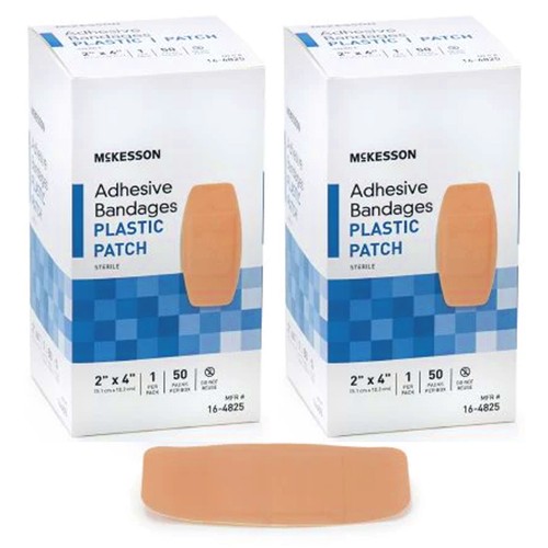 100 Ct Adhesive Bandages 2"X4" Plastic Patch Sterile Dressing Medical ...