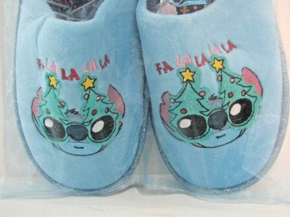 PRIMARK DISNEY STITCH CHRISTMAS SLIPPERS GIFT BAG SLIP ON MULES BLUE ...