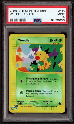 Pokemon PSA 9 MINT Weedle 115/144 Skyridge Reverse Holo Foil 2003 E ...