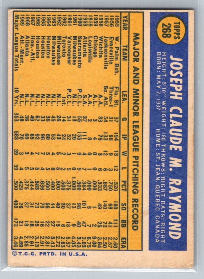 1970 Topps #268 Claude Raymond Expos EX+ | eBay