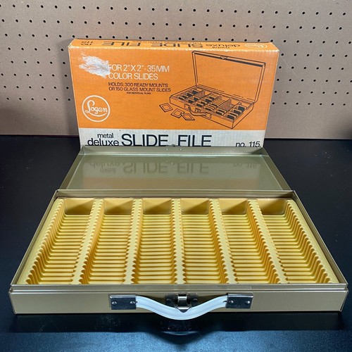 Logan Metal Deluxe Slide File Box Holds 300 2" X 2" 35MM Slides No. 115 ...