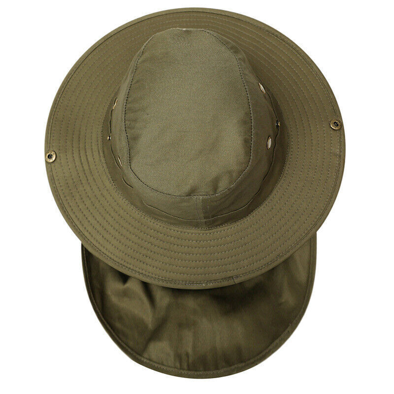 UPF 50+ Mens Sun Hat with Neck Flap Summer Fishing Beach Hat Safari Hat ...