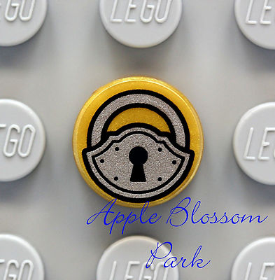 NEW Lego Minifig PADLOCK 1x1 Round Gold TILE - Castle Door Treasure ...