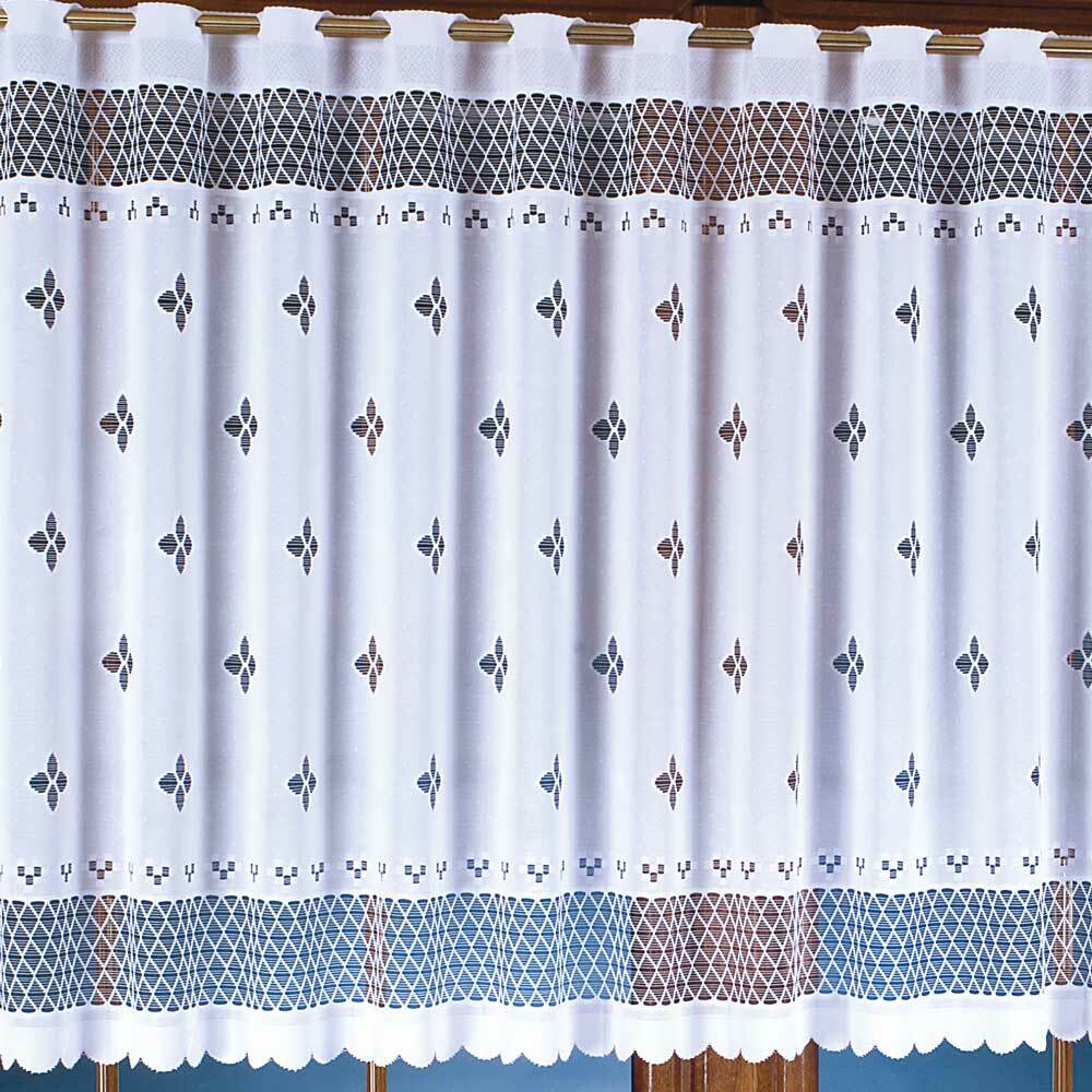 White Kitchen Cafe Net Curtain Sold by metre READY TO HANG 14" 24" drop ...
