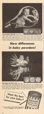 1944 WW2 era AD MENNEN Borated Powder Antiseptic Baby in a light bulb ...