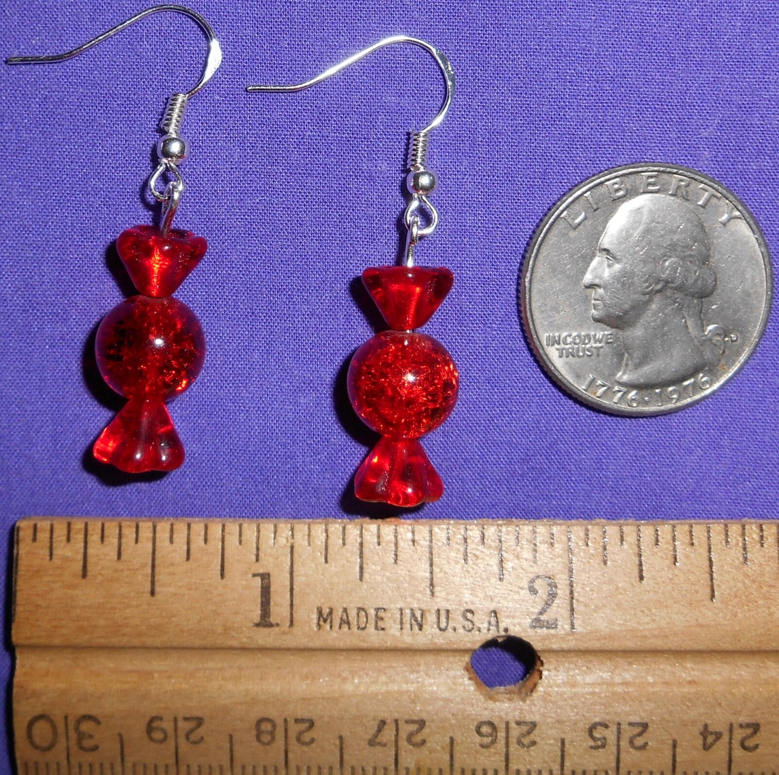 RED CANDY with RED WRAPPER GLASS BEAD EARRINGS - SS or GP Ear Wires | eBay