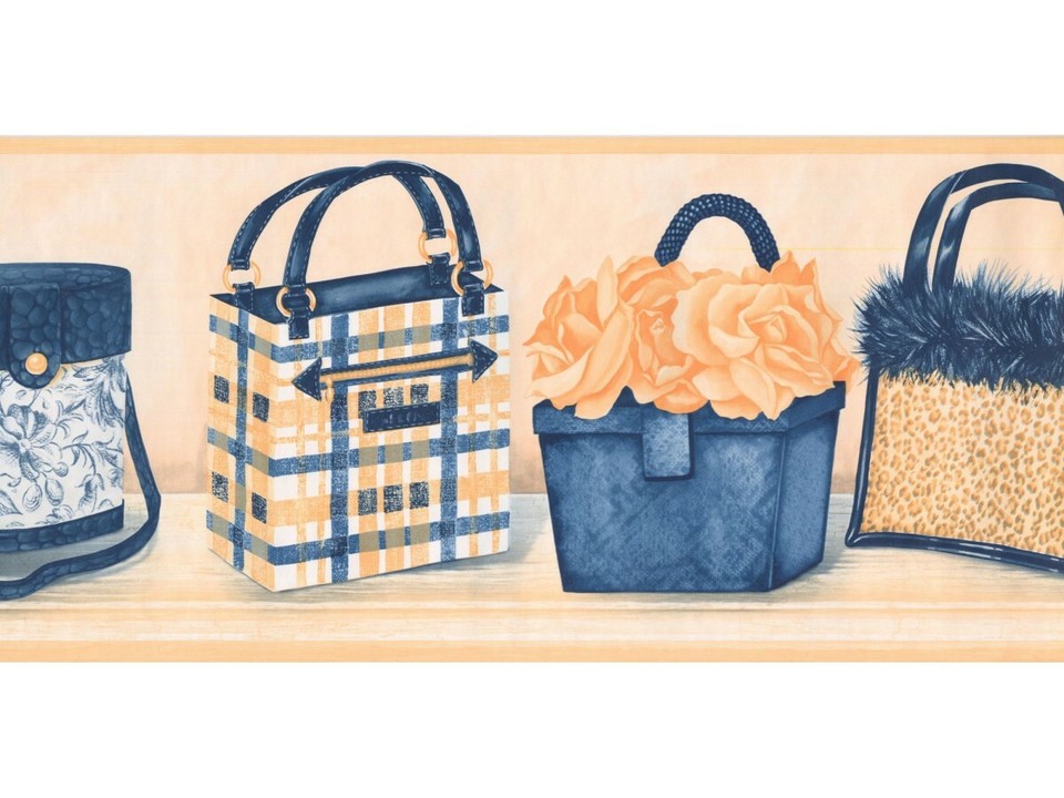 Ladies Purses / Purse in Yellows & Blues Wallpaper Border RY3363B | eBay