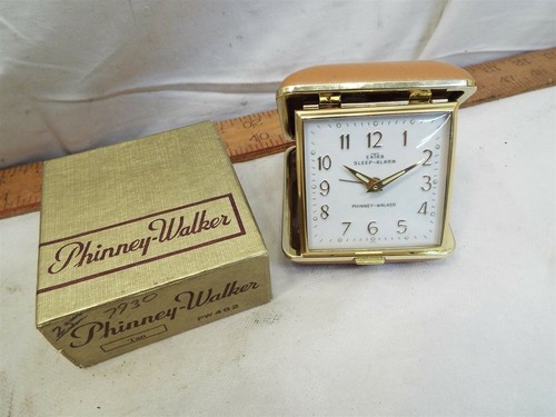 Vintage Phinney-Walker Travel Folding Alarm Clock in Case with Box ...