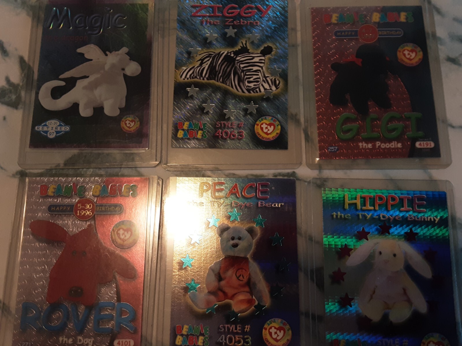 Ty Collector Cards Beanie Babie Lot of 6 Foil/Holo Magic ziggy giving ...