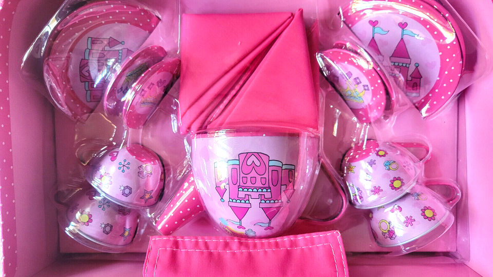 Toy Set for Girl Tea Party Set 23 Pcs Princess Tin Tea set for kids Tea ...