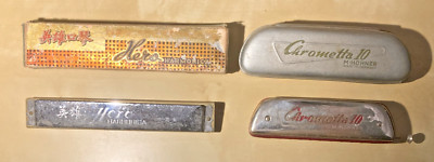 2 Vintage harmonicas M. Hohner Chrometta 10 Harmonica and Hero mouth ...
