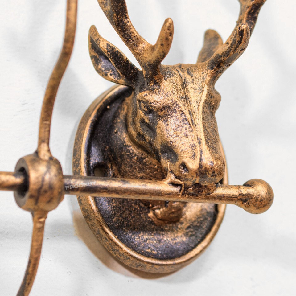 Wall Mounted Bronze Stag Deer Reindeer Coat Rack Storage Hooks Jacket ...