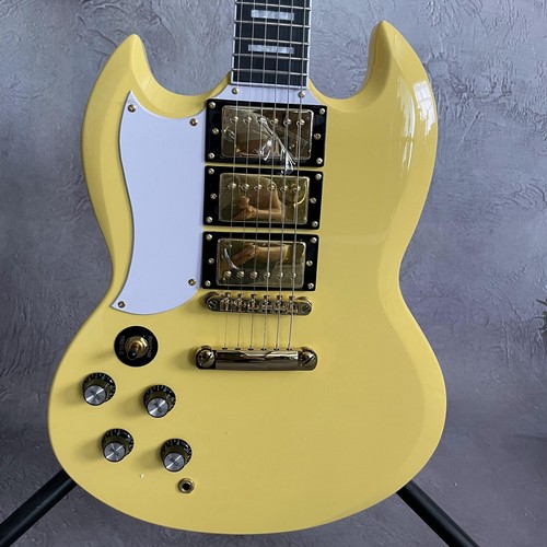 Left-Handed Yellow Solid Body SG Electric Guitar HPL Fretboard | eBay