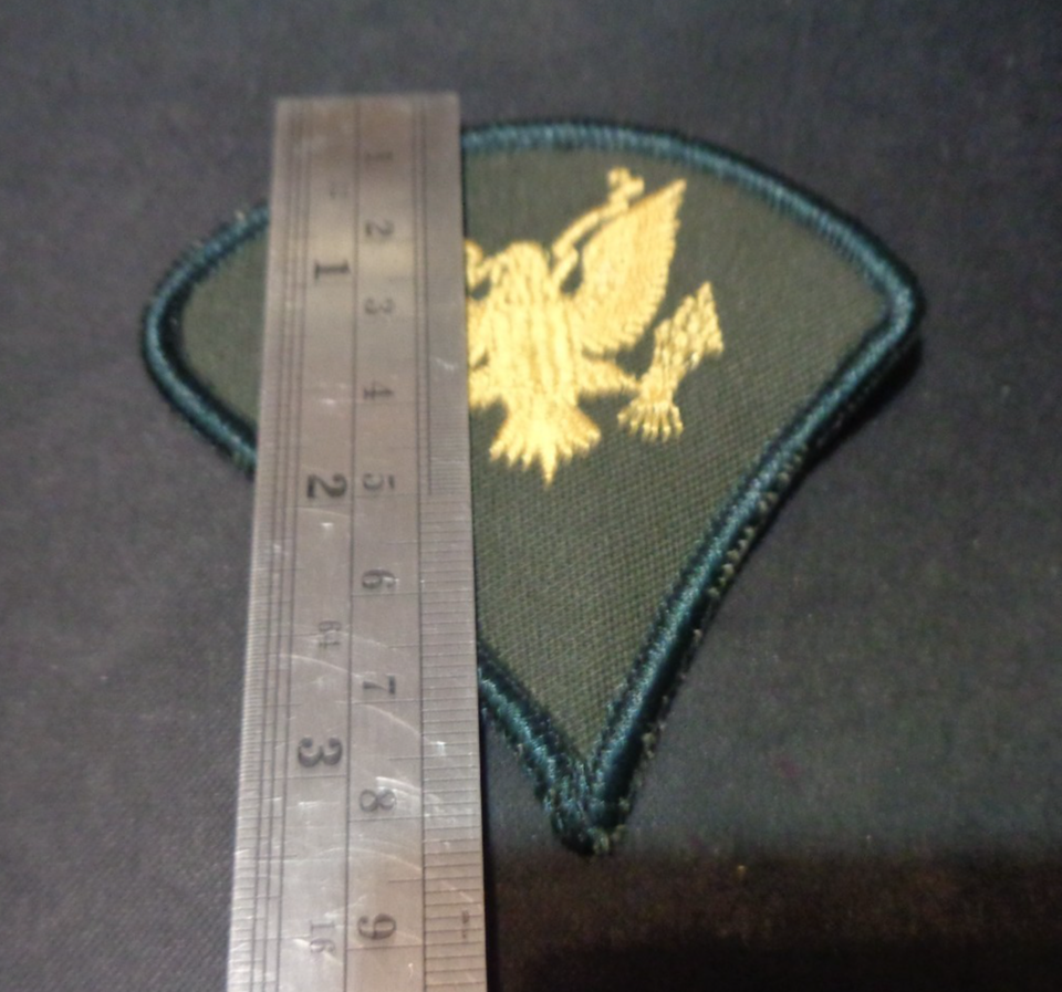 NEW US Army Specialist E-4 Rank Patch Eagle Holding Arrows GREEN / GOLD ...