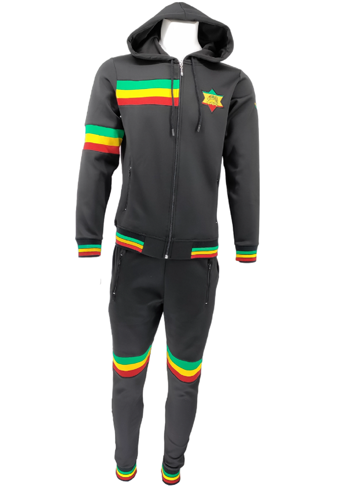 Men's Rasta Tracksuit 2 Piece Set Mens rasta Hoodie & Joggers Zip Pants ...