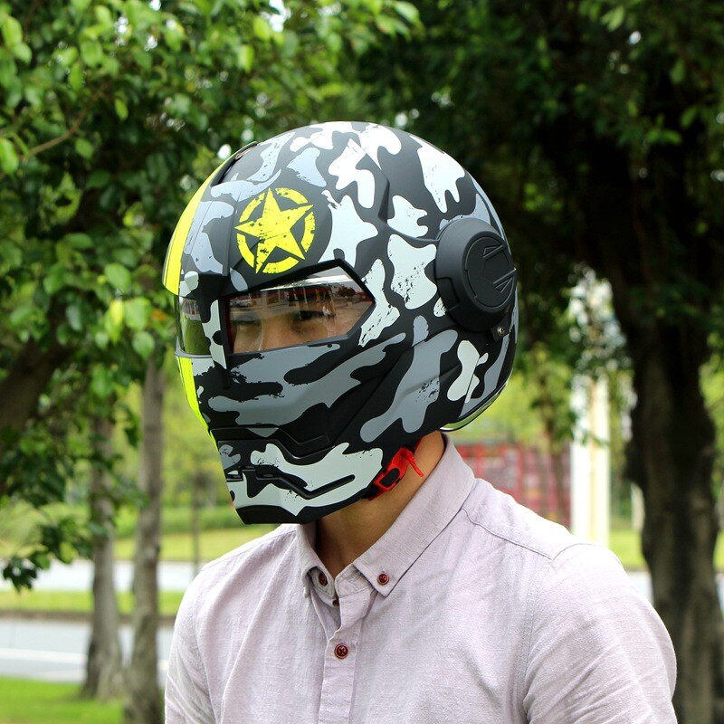 DOT Robot Motobike Moto Modular Flip Up Helmets Motorcycle Full Face ...