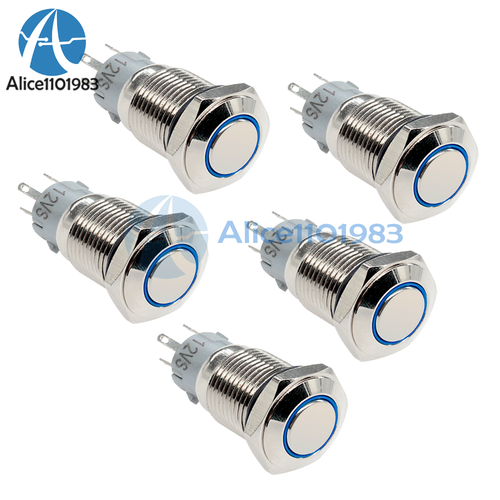 1/5/10PCS 5Pin Power Button Angel Eye Self-reset Push-buttons 12V Metal 16mm | eBay