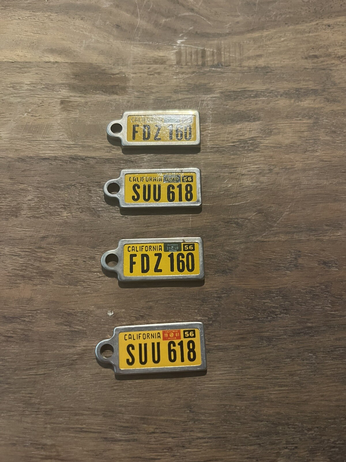 Vintage 1956 California License Plates Key Chain Fobs Yellow Black Lot ...