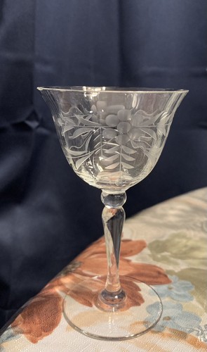Vintage Delicate Fine Crystal Stemware Etched Flower Leaves Champagne ...