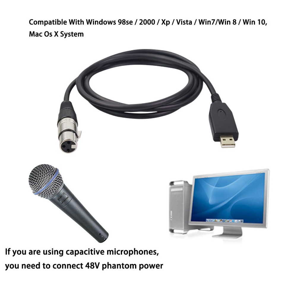 USB to XLR Female Audio Cable Microphone to USB Interface Converter ...