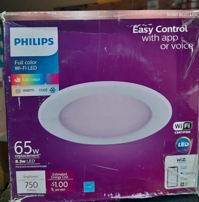 Phillips Full Color Wi-Fi LED 65-Watt 6-inch Recessed Downlight 1 Pack ...