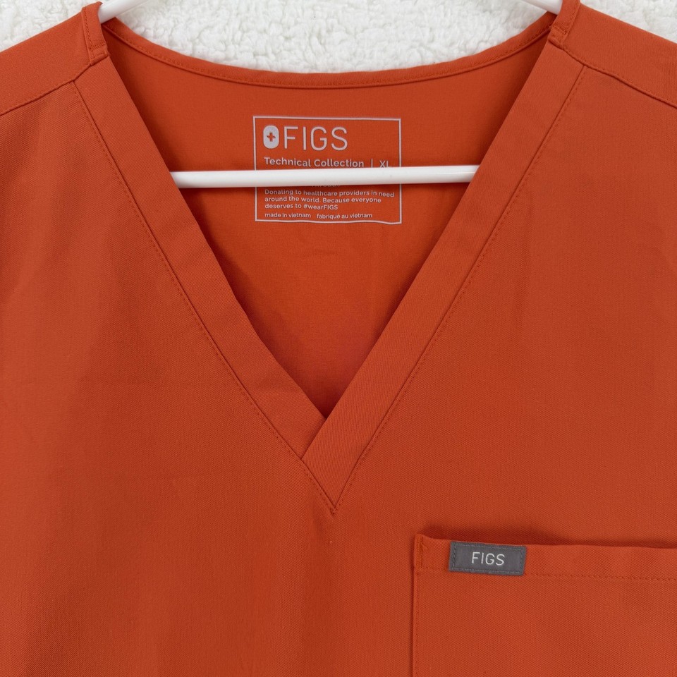 Figs Scrub Shirt Top Womens XL Orange Technical Collection FW1000 V ...