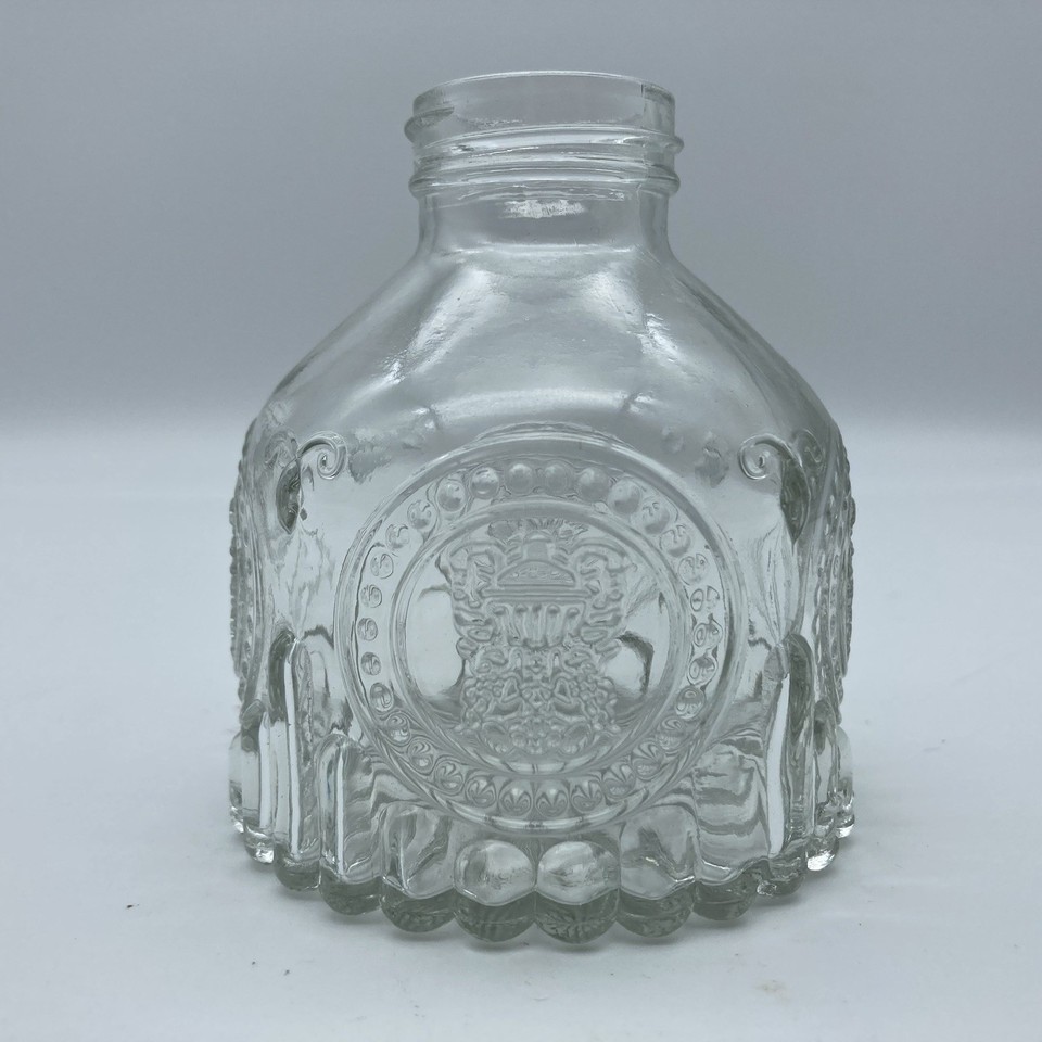 VTG Small Ornate Clear Pressed Fluted Glass Bottle Inkwell Shape Bud ...