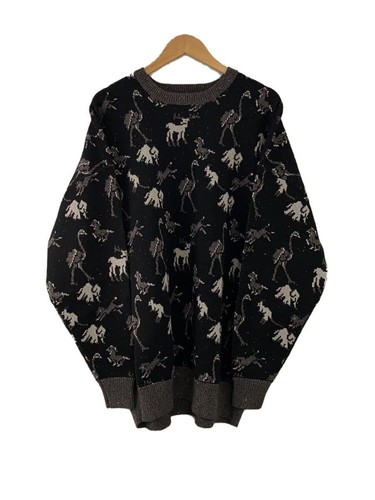 DAIRIKU Knit Sweater Rabbi Oversized Pullover M Rayon Black Animal 24AW ...
