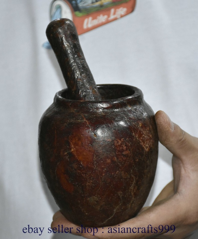 4" Seltene alte chinesische Hongshan Kultur JadeCarving Mashing Medizin ...