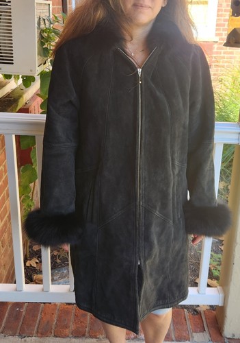 MARCIA COLLECTION ITALIAN MADE COW SKIN LEATHER JACKET/COAT WITH FUR ...