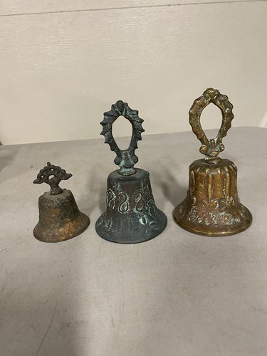 ANTIQUE BRONZE MEXICAN SPANISH COLONIAL MISSION HAND BELLS XIX CENTURY ...