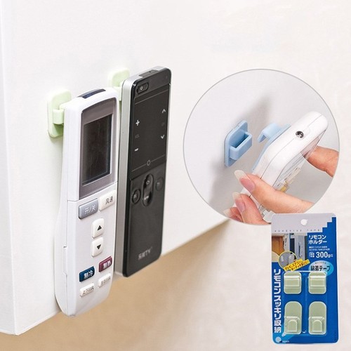 2 Pairs Sticky Hook Set Remote Control Strong Hanger Plastic Key Wall ...