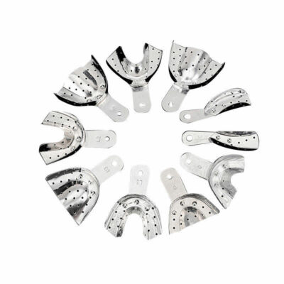 Dental Bite Instrument Aluminum Impression Trays Holes S/M/L/Quadrant ...