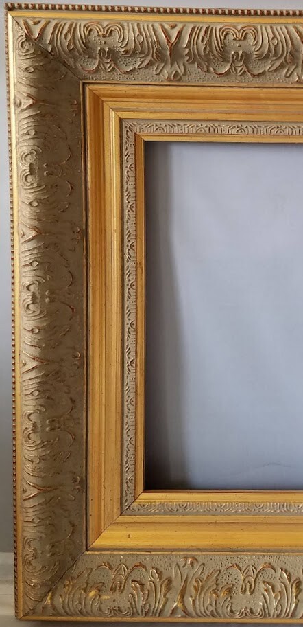 3-3/8 Soleil Embellished gold leaf panel wood picture frame scoop ...
