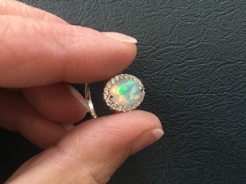 14K WHITE GOLD MULTICOLOR FACETED OPAL VS1 DIAMONDS JLJ RING 4.2 GRAMS ...