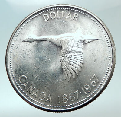 1967 CANADA CANADIAN Confederation Founding with GOOSE Silver Dollar ...