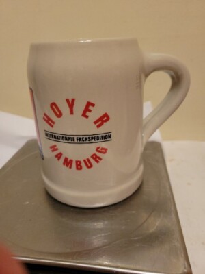 German Stoneware Mug Stein Beer Hafen Hamburg Hoyer Holsten Advertising ...